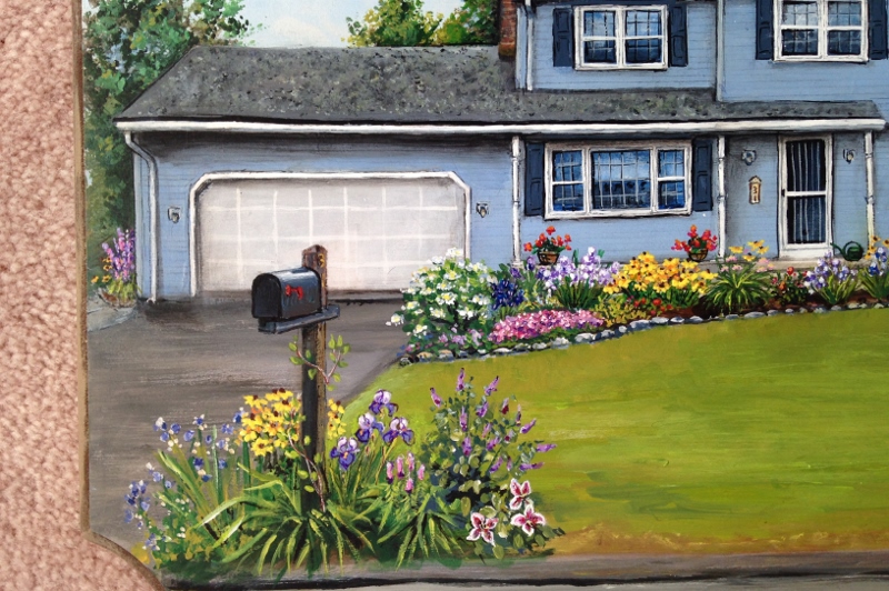 Blue Colonial House Portrait - Painted Furniture By Sue