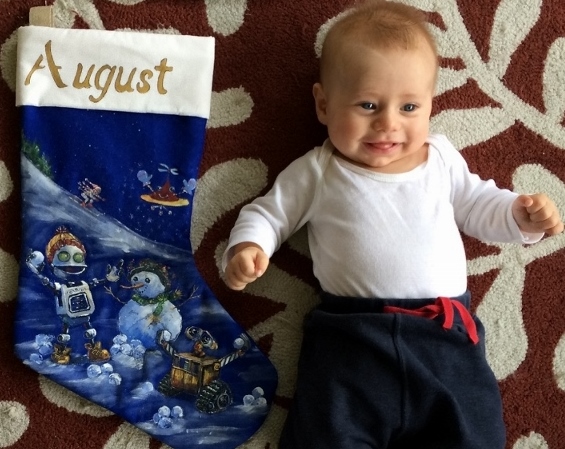 Holiday Stocking with Robots - Painted Furniture By Sue