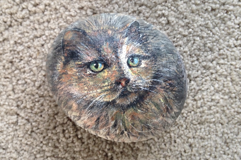 Cats Portraits on Stone - Painted Furniture By Sue
